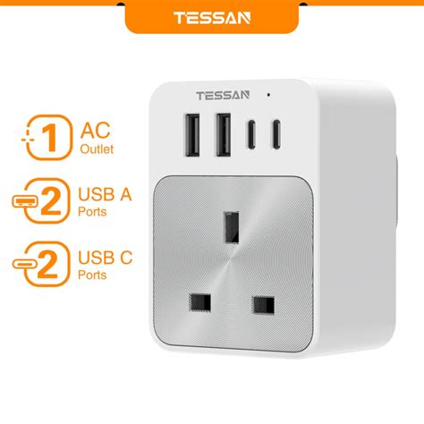 Tessan 30w Charger Multi Usb Fast Charging Plug Adapter Power Socket With Usb And Type C