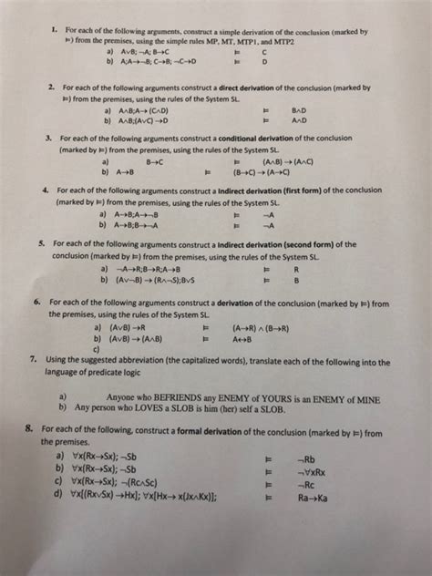 solved for each of the following arguments construct a