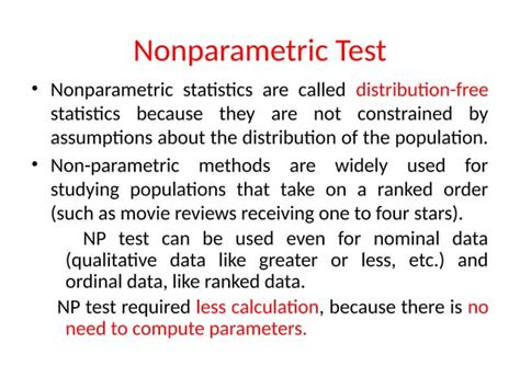 Nonparametric Testjamovippt Statistical Data Analysis Pptx