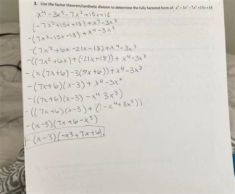 Solved 3 Use The Factor Theorem Synthetic Division To