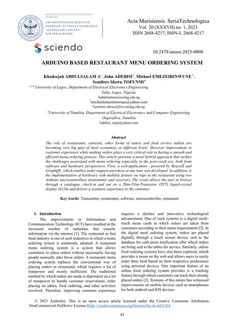 Pdf Arduino Based Restaurant Menu Ordering System