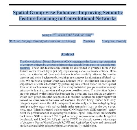 Archived Post Spatial Group Wise Enhance Improving Semantic