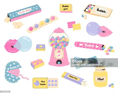 풍선껌 세트 만화 씹는 사탕입니다 다른 츄잉껌 롤 테이프 패드 포장 또는 물집의 공 맛있는 당의정 90년대 향수 사탕 항아리에