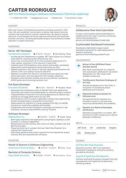 5 Net Full Stack Developer Resume Examples And Guide For 2024