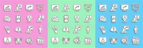 Set Line Users Group Head Hunting Graph Schedule Chart Hand Like Project Team Base And