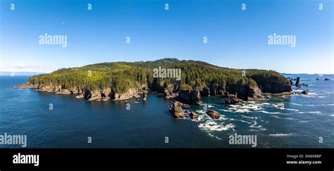 Aerial View Of Scenic Cape Flattery With Rugged Cliffs And Pristine