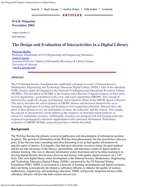 Pdf The Design And Evaluation Of Interactivities In A Digital Library