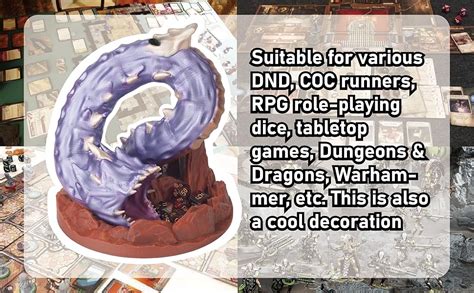 Purple Worm Dice Tower With 7pcs Dice For Trpg Dnd Coc D