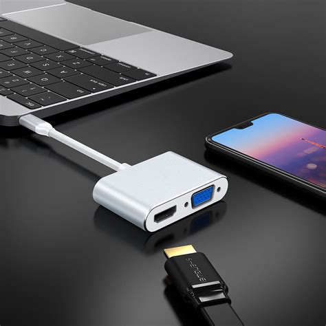 Type C To Hdmi Vga转接线 Type C转hdmi Vga二合一同显扩展坞 阿里巴巴