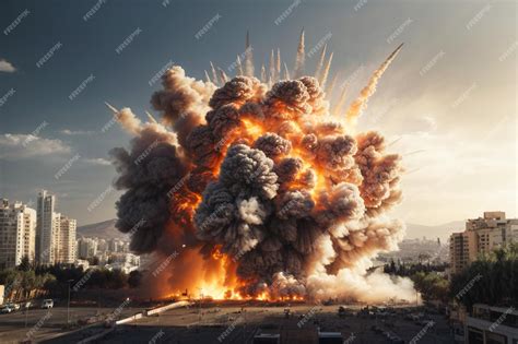 Premium Ai Image Photo Big Explosion Smoke Column With Fire On The