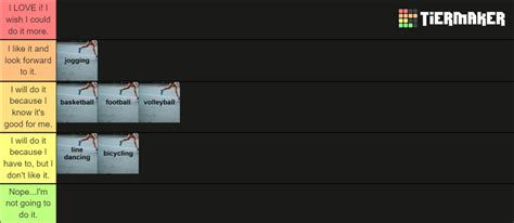 Physical Activity Preference Rankings Tier List Community Rankings Tiermaker