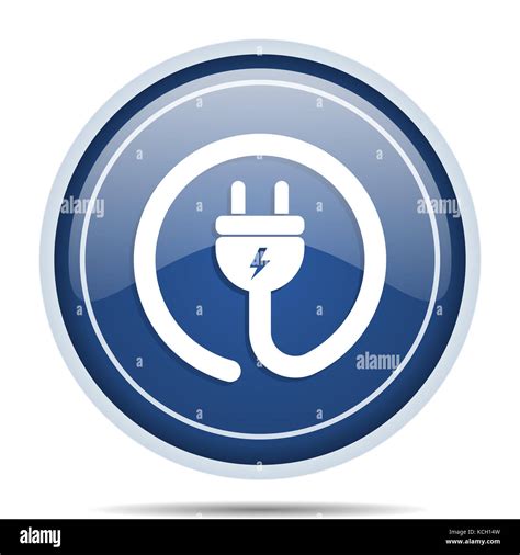electric plug blue round web icon circle isolated internet button for