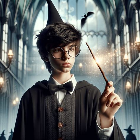 Young Wizard Casting Magical Spell Harry Potter Scene Ai Art