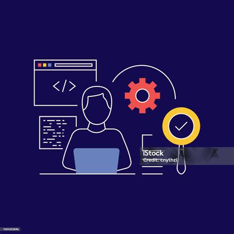 Ilustrasi Vektor Konseptual Terkait Pengembang Kode Internet Pengkodean