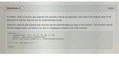 Solved Question PtsIn Python Write A Function Chegg