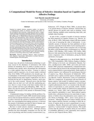 A Computational Model For Forms Of Selective Attention Based On