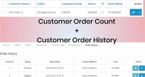 Opencart Customer Order Count And History