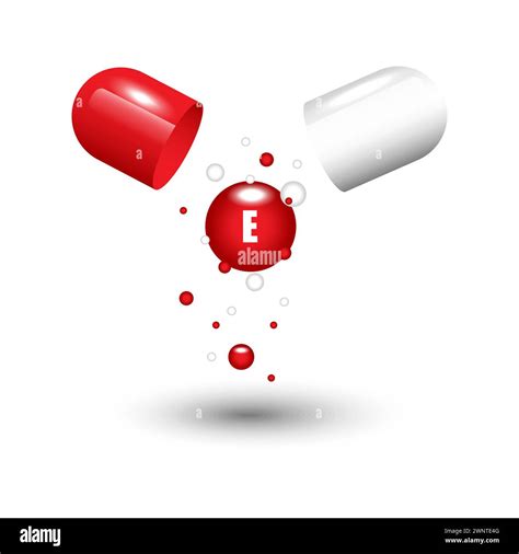 Open Capsule Pill With Falling Out Molecules Tocopherol E Vitamine
