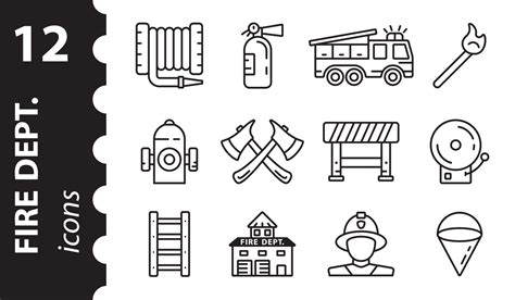 Firefighter icons in vector. Set of Fire station linear signs. 3120505 Vector Art at Vecteezy