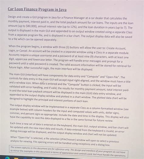 Solved Car Loan Finance Program In Java Design And Create A