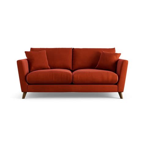 Habitat Lomond Velvet 3 Seater Sofa Burnt Orange Dark Leg