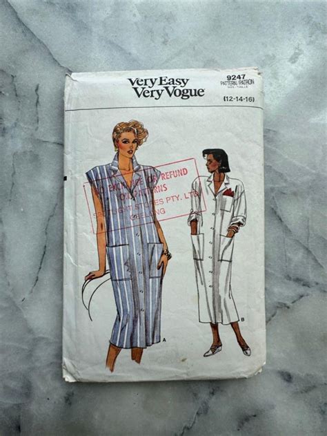 1985 Vogue 9247 Womens Shirt Dress Pattern Size 121416 Cut And