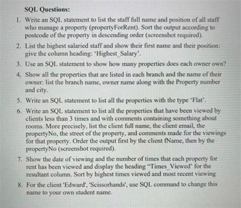 Solved SQL Questions Write An SQL Statement To List The Chegg