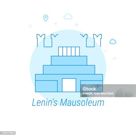 레닌 묘 모스크바 평면 벡터 일러스트 아이콘입니다 밝은 파란색 단색 디자인입니다 편집 가능한 스트로크 레닌 영묘에 대한 스톡
