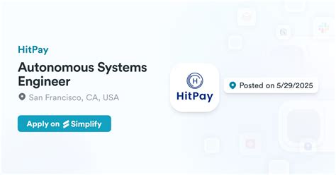 Autonomous Systems Engineer Hitpay Simplify Jobs