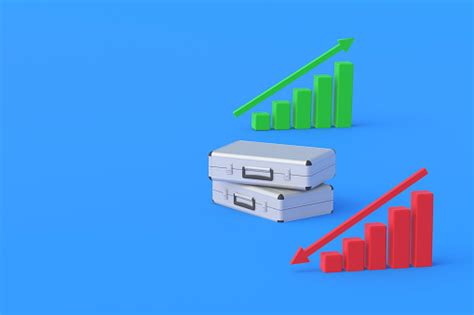 위 아래 화살표와 차트 근처 가방 투자의 수익성을 예측합니다 회사의 실적 분석 정부 채권 수익률 재무 지표의 변화 공간을 복사합니다 3d 렌더 3차원 형태에 대한 스톡 사진