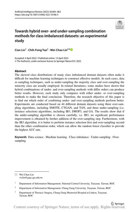 Towards Hybrid Over And Under Sampling Combination Methods For Class