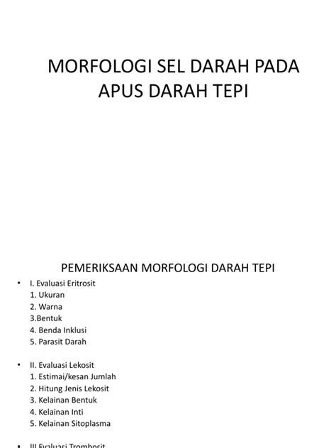 Morfologi Sel Darah Pada Apus Darah Tepi Pdf