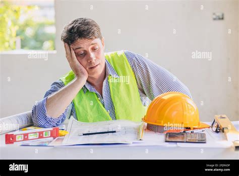 Construction Engineers Feel Boring Tired Exhausted From Overload Hard