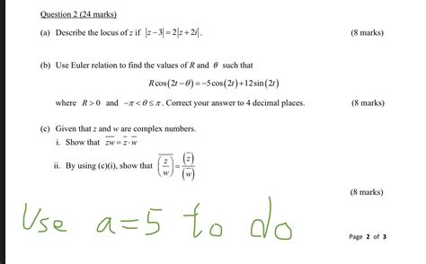 Solved A Describe The Locus Of Z If Z Z I Chegg