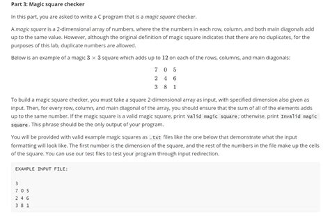 Solved Part Magic Square Checker In This Part You Are Chegg