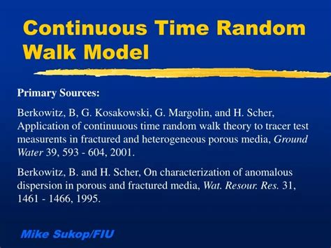Ppt Modeling Anomalous Dispersion With Continuous Time Random Walk Theory Powerpoint