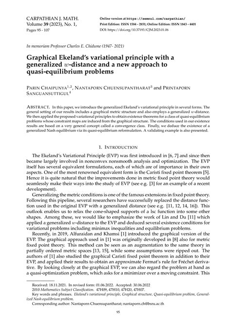 Graphical Ekelands Variational Principle With A Generalized W