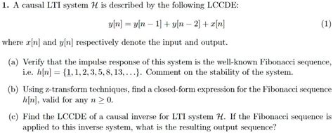 solved a causal lti system h is described by the following lccde y[n