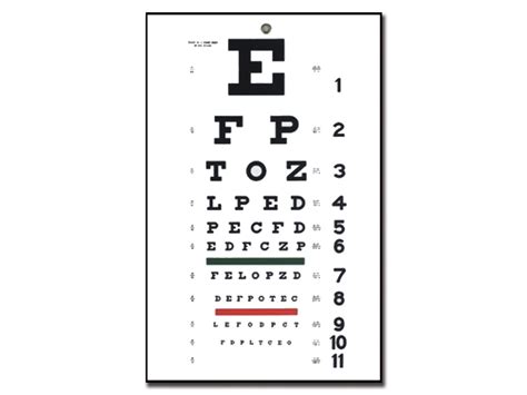 Traditional Snellen Optometric Chart 6 M 28x56 Cm