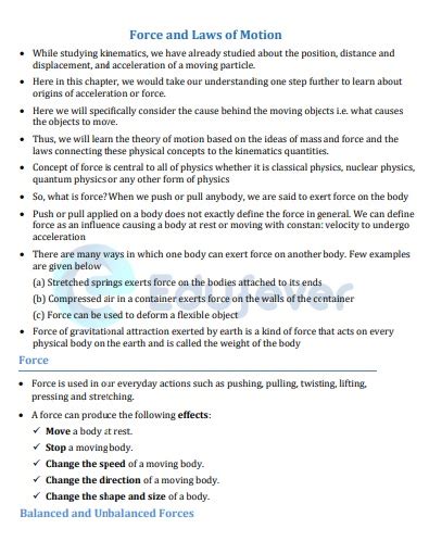 Class 9 Science Force And Laws Of Motion Question Answer