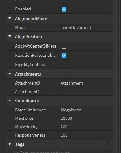 Bug With Align Position Not Applying Any Forces Full Freeze Or Anchor Scripting Support