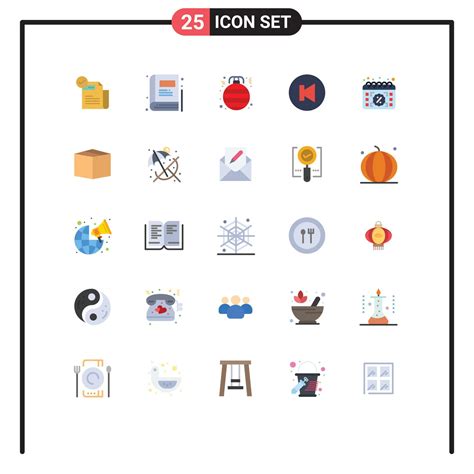 Pictogram Set Of 25 Simple Flat Colors Of Date Buy Ball Previous Arrow Editable Vector Design