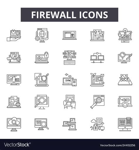 Firewall Line Icons For Web And Mobile Design Vector Image