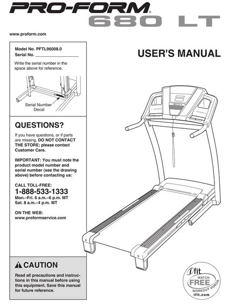 Proform 680 Lt User Manual Pdf Download Manualslib