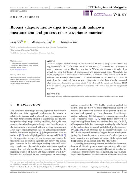 Pdf Robust Adaptive Multi‐target Tracking With Unknown Measurement