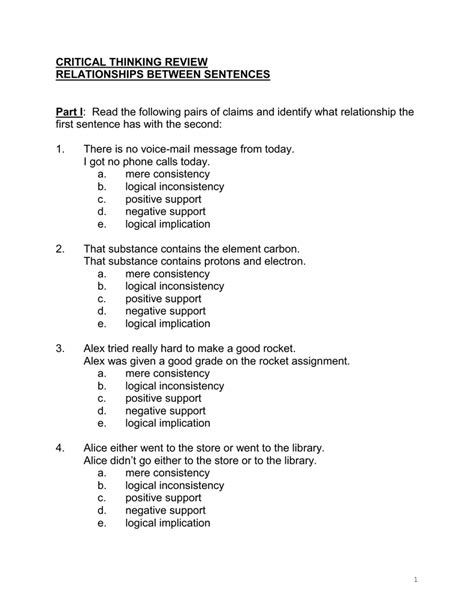 Practice Sentence Relationships
