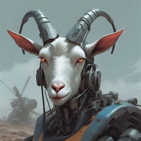 Ai Generated Illustration Of A Robotic Goat In A Vast Desert Landscape