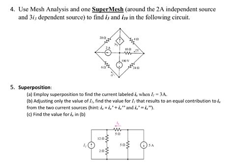 Solved Use Mesh Analysis And One SuperMesh Around The A Chegg
