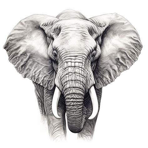 African Bush Elephant Line Drawing Digital Download 24x24 Inches 300dpi