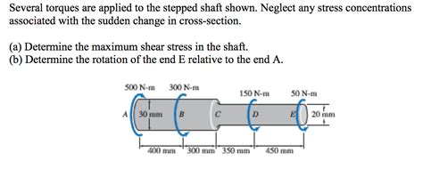 Solved Several Torques Are Applied To The Stepped Shaft